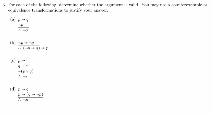 Solved 3. For each of the following, determine whether the | Chegg.com