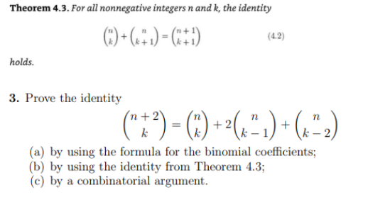 Solved Theorem 4.3. For all nonnegative integers n and k, | Chegg.com
