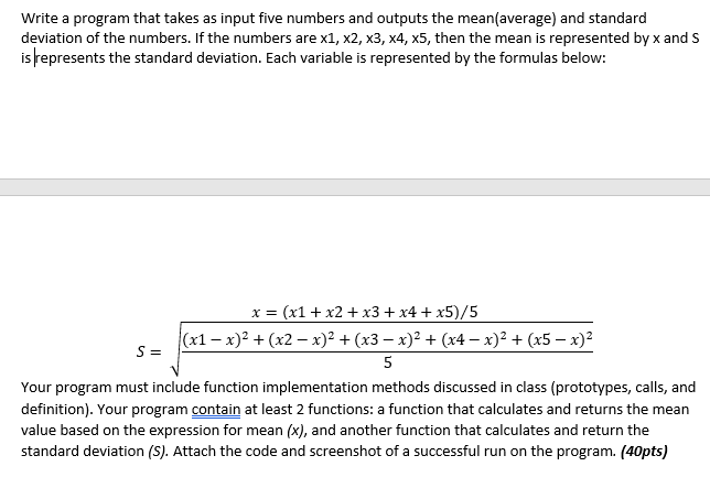 Solved Write a program that takes as input five numbers and | Chegg.com