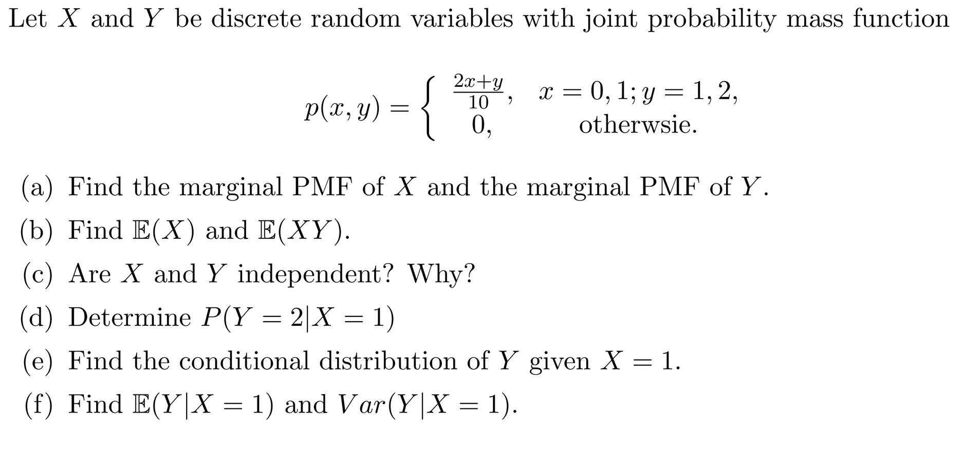Solved Let X and Y be discrete random variables with joint | Chegg.com