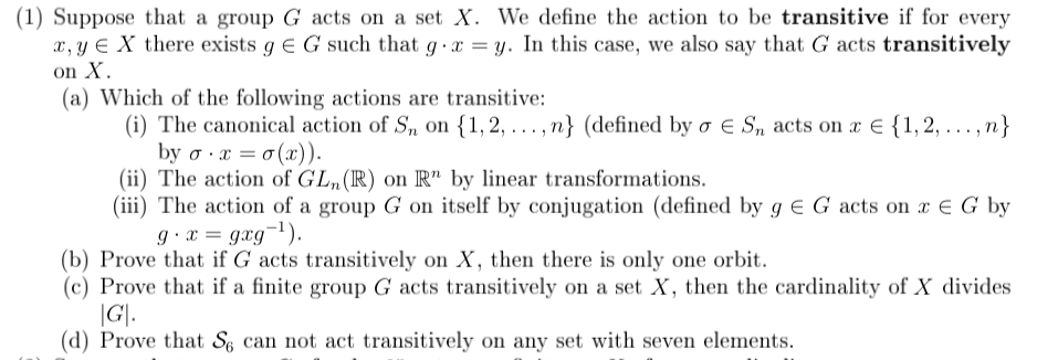 Solved Suppose that a group G acts on a set X. We define the | Chegg.com