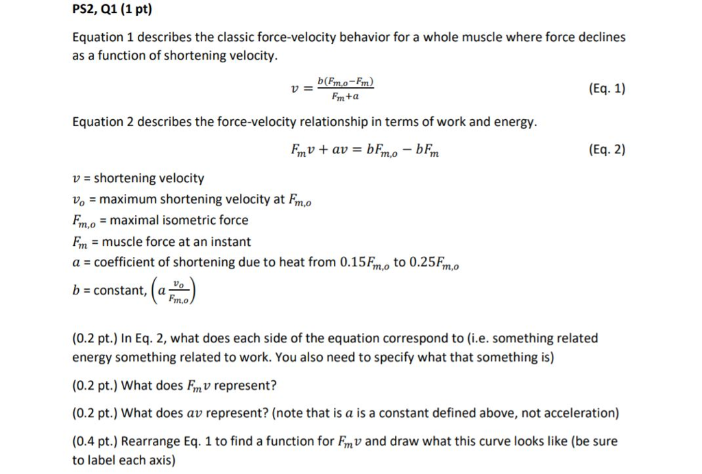 Solved PS2, Q1 (1 pt) Equation 1 describes the classic | Chegg.com