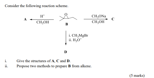 Solved Consider the following reaction scheme. А H CH3OH CH | Chegg.com