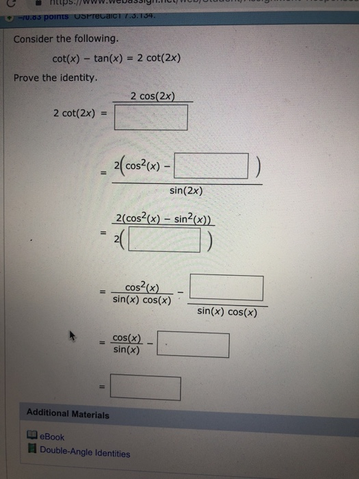 Solved 首 https://www.vvebassign Consider the following. | Chegg.com