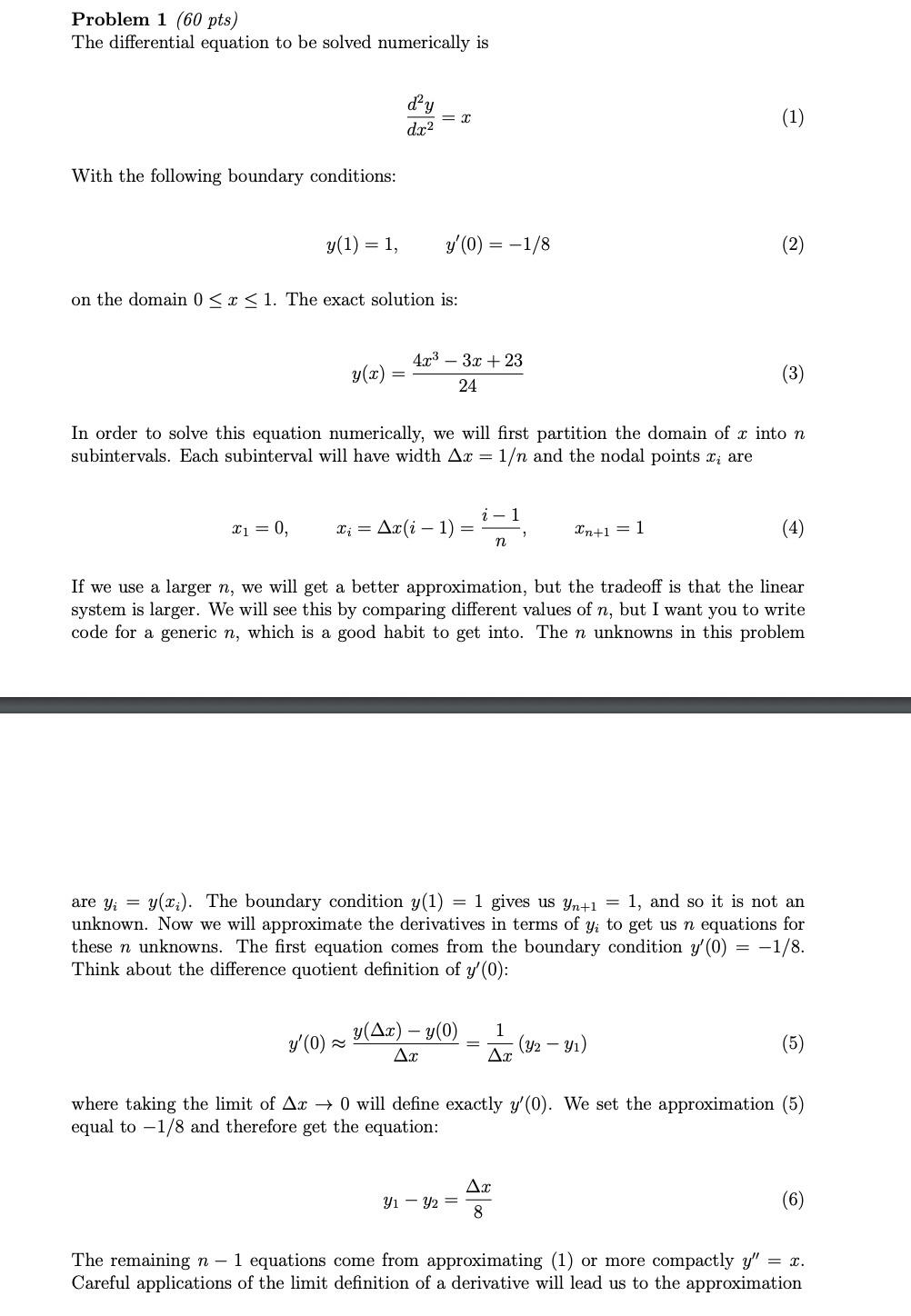 Problem 1 (60 pts) The differential equation to be | Chegg.com