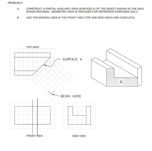 Solved PROBLEM 2: A CONSTRUCT A PARTIAL AUXILIARY VIEW | Chegg.com