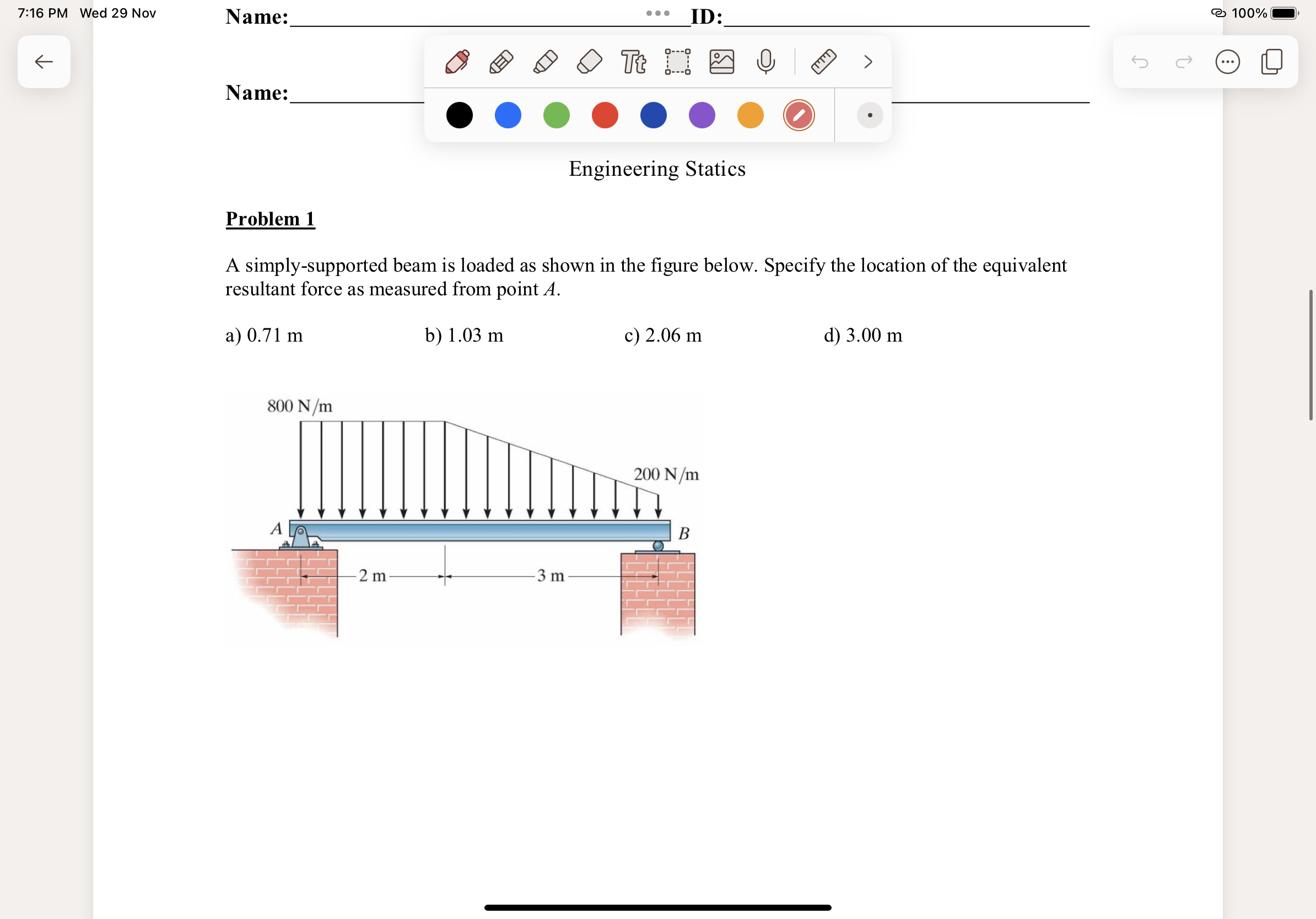 Solved 7:16 PM Wed 29 Nov Name: ID: 100% Name: Engineering | Chegg.com