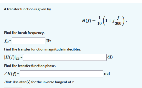 Solved A transfer function is given by Find the break | Chegg.com