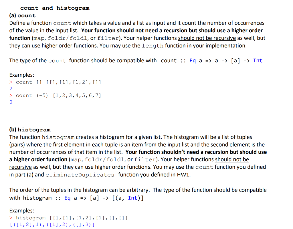 Solved count and histogram (a) count Define a function count | Chegg.com