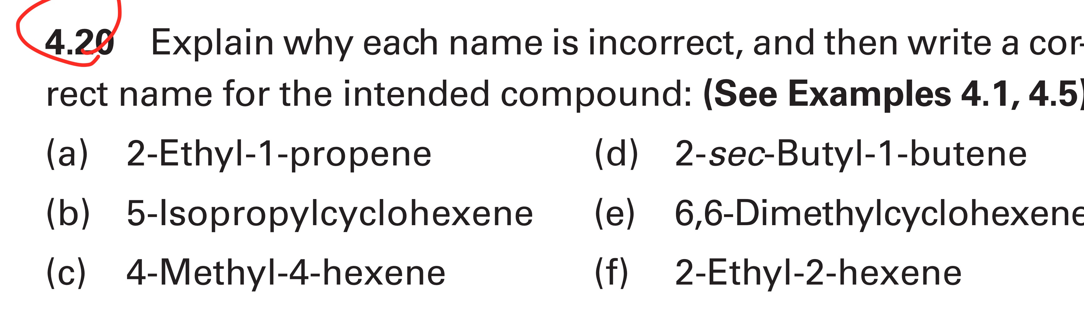 Solved 4.20 Explain why each name is incorrect, and then | Chegg.com
