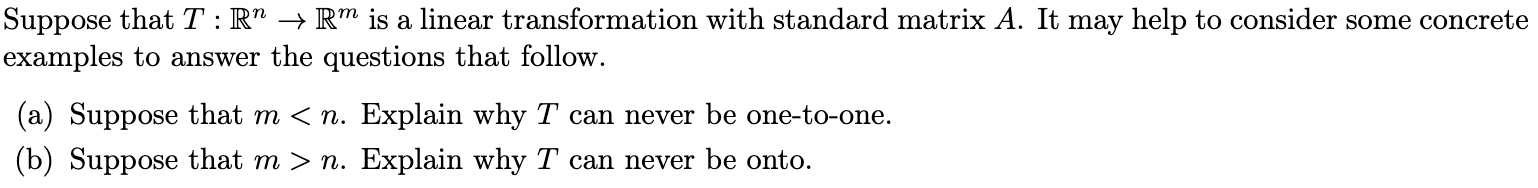 Solved Suppose that T:Rn→Rm is a linear transformation with | Chegg.com