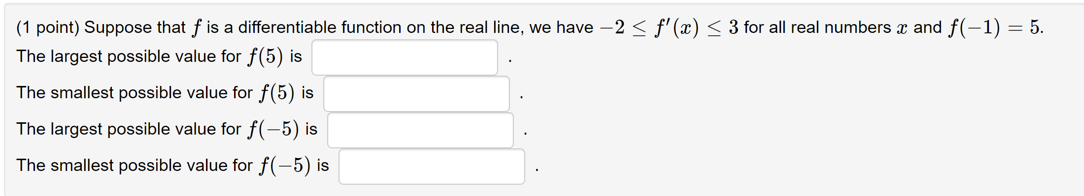 Solved (1 point) Suppose that f is a differentiable function | Chegg.com