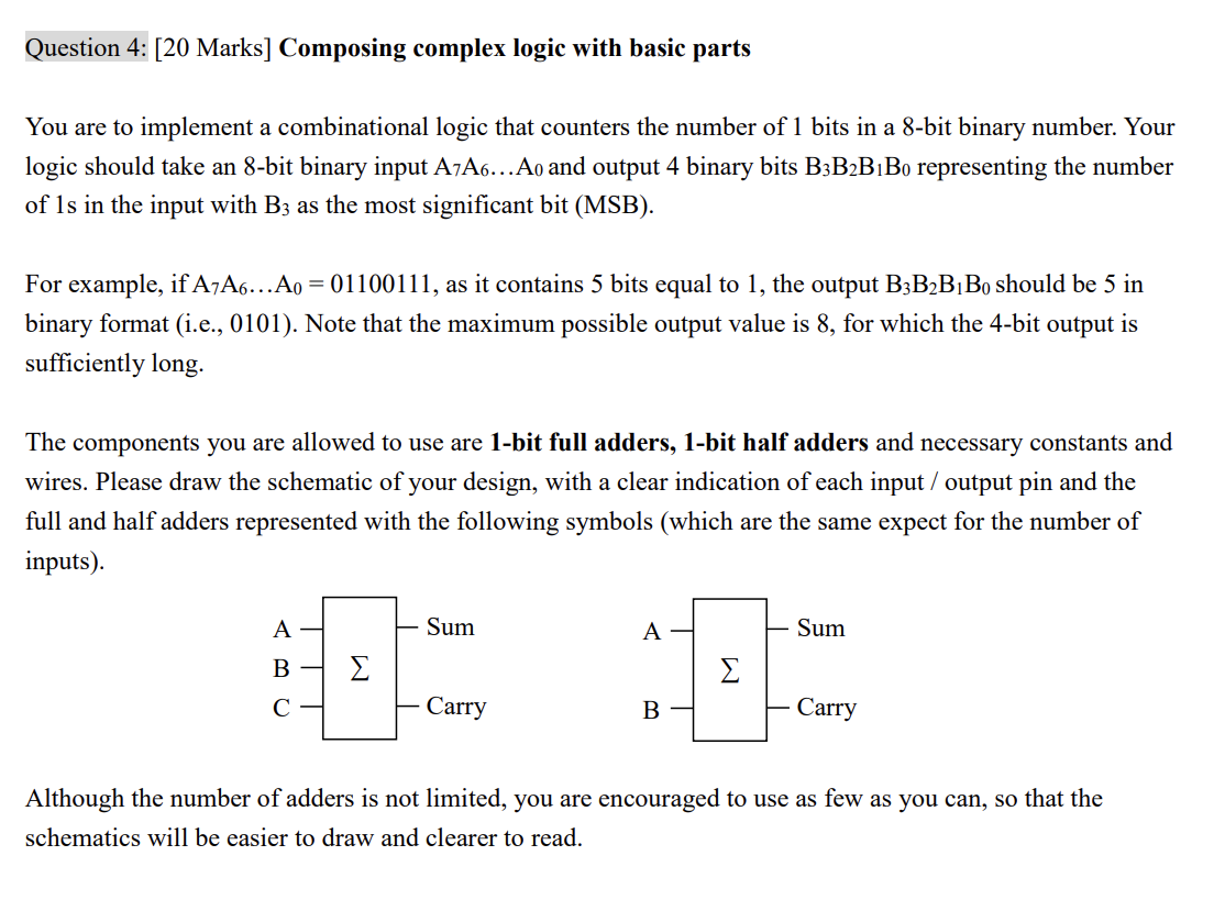 Solved Question 4: [20 Marks] Composing complex logic with | Chegg.com
