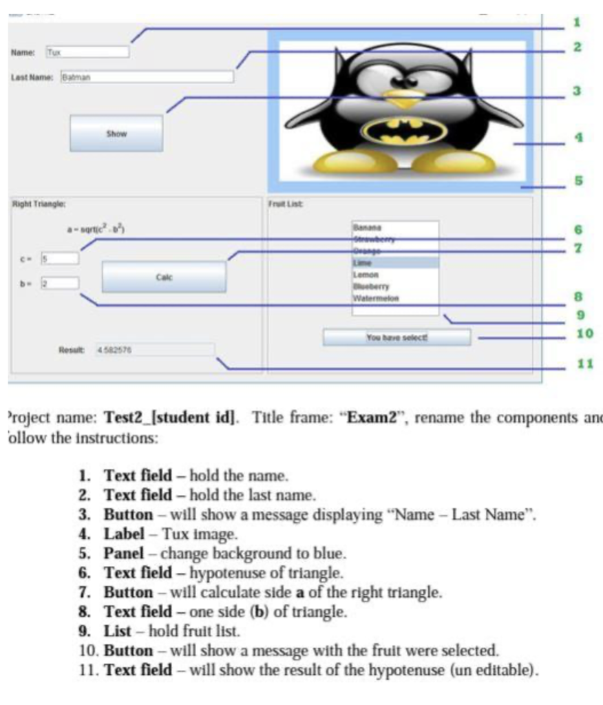 Solved pject name: Test2_[student id]. Title frame: "Exam2", | Chegg.com