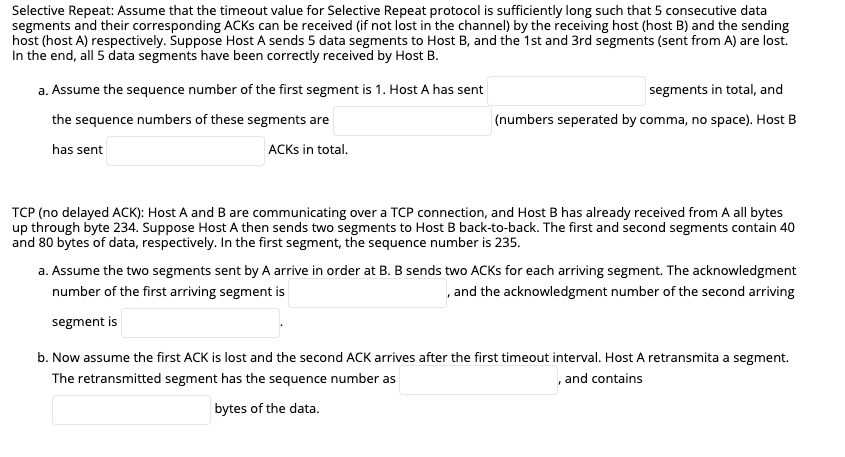 Solved Selective Repeat: Assume that the timeout value for | Chegg.com