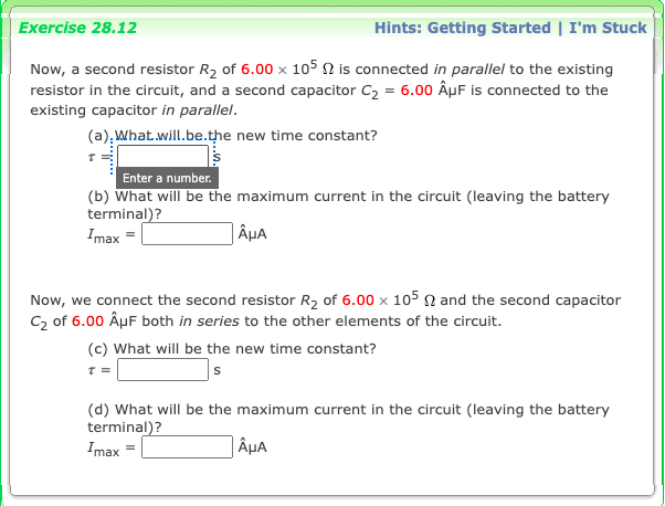 Solved Example 28.12 Charging a Capacitor in an RC Circuit | Chegg.com