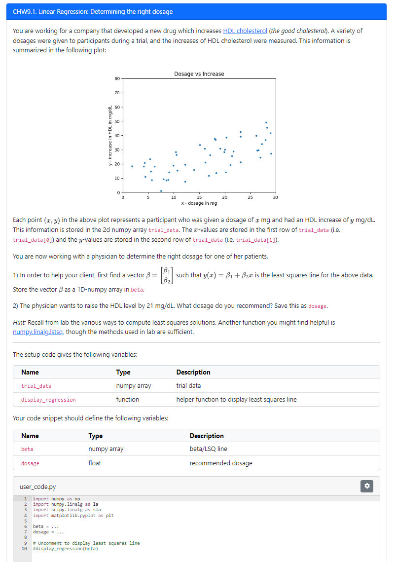 Solved by an EXPERT CHW9.1. ﻿Linear Regression: Determining the right | Chegg.com