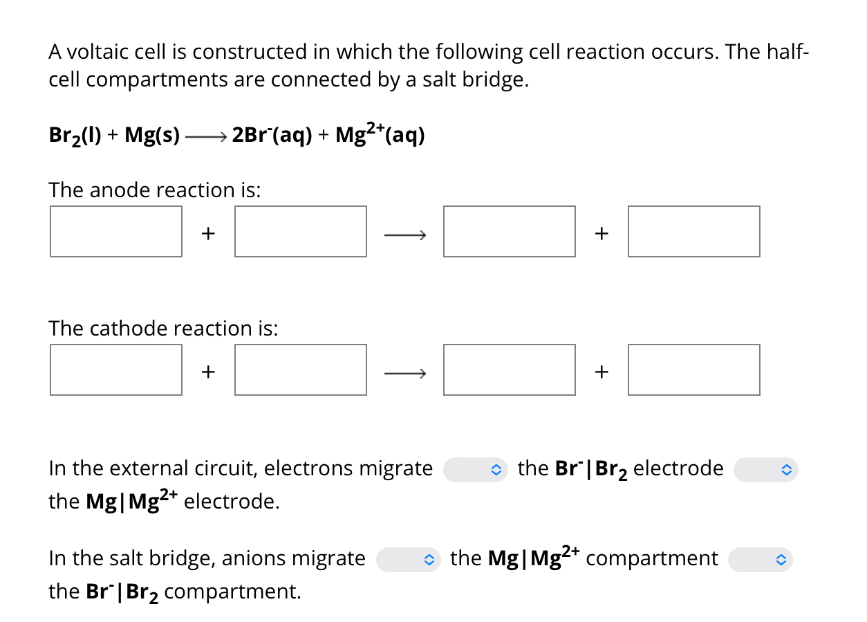 Solved A voltaic cell is constructed in which the following | Chegg.com