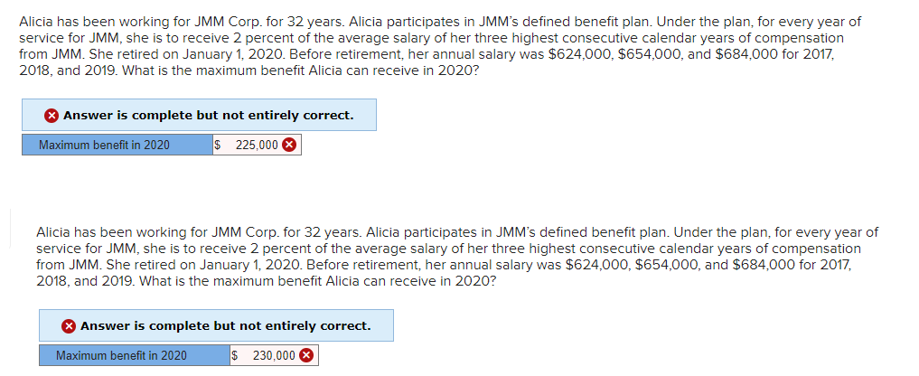 Solved Alicia has been working for JMM Corp. for 32 years. | Chegg.com