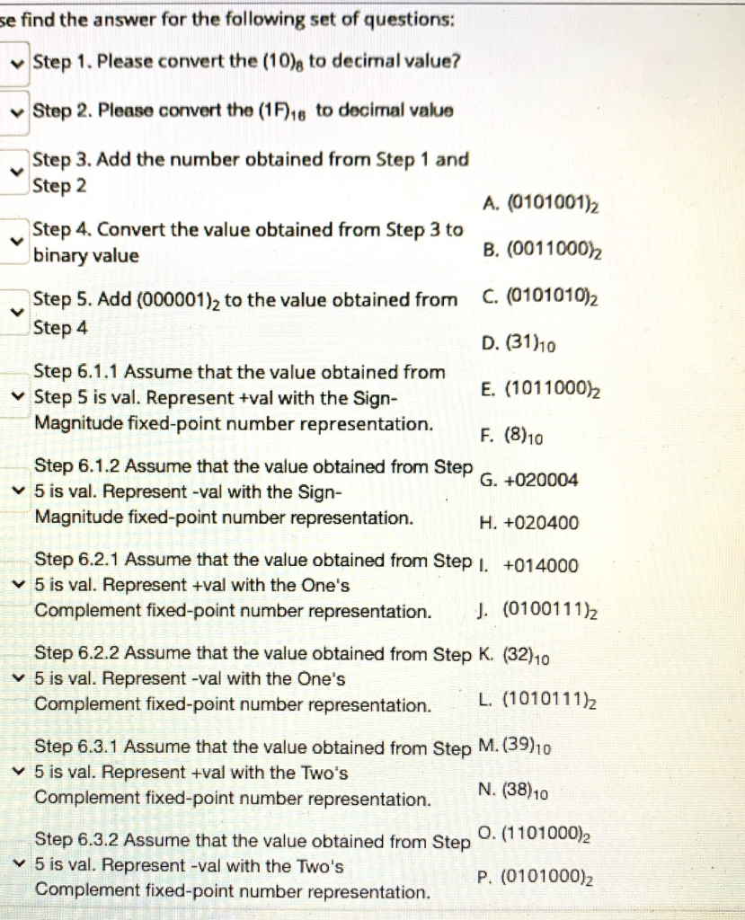 Solved se find the answer for the following set of | Chegg.com