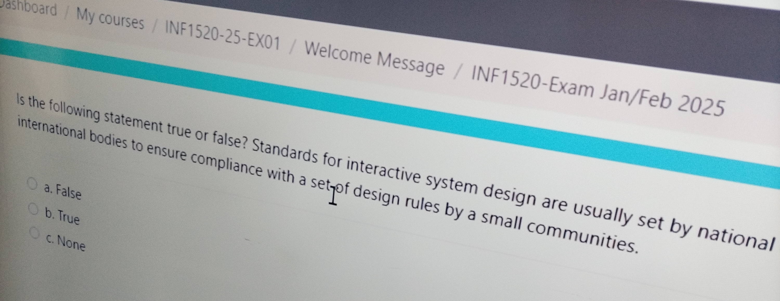 Solved INF1520-25-EX01 / ﻿Welcome Message / ﻿INF1520-Exam | Chegg.com