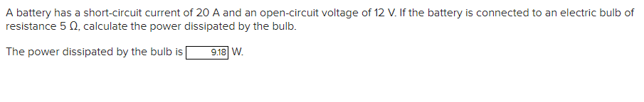 Solved A battery has a short-circuit current of 20 A and an | Chegg.com