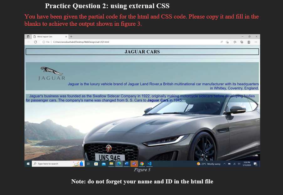 Practice Question 2: using external CSS You have been | Chegg.com