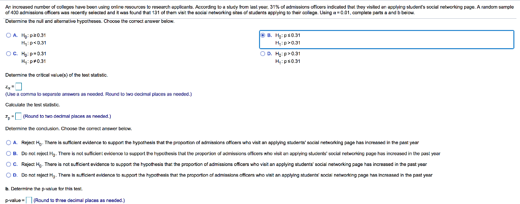 Solved An increased number of colleges have been using | Chegg.com