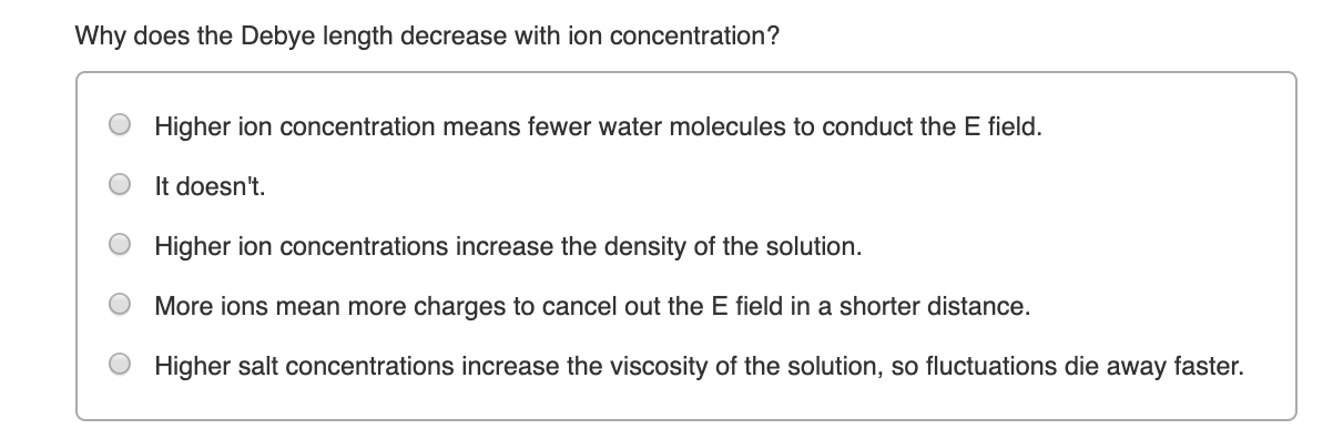 Solved Why does the Debye length decrease with ion | Chegg.com