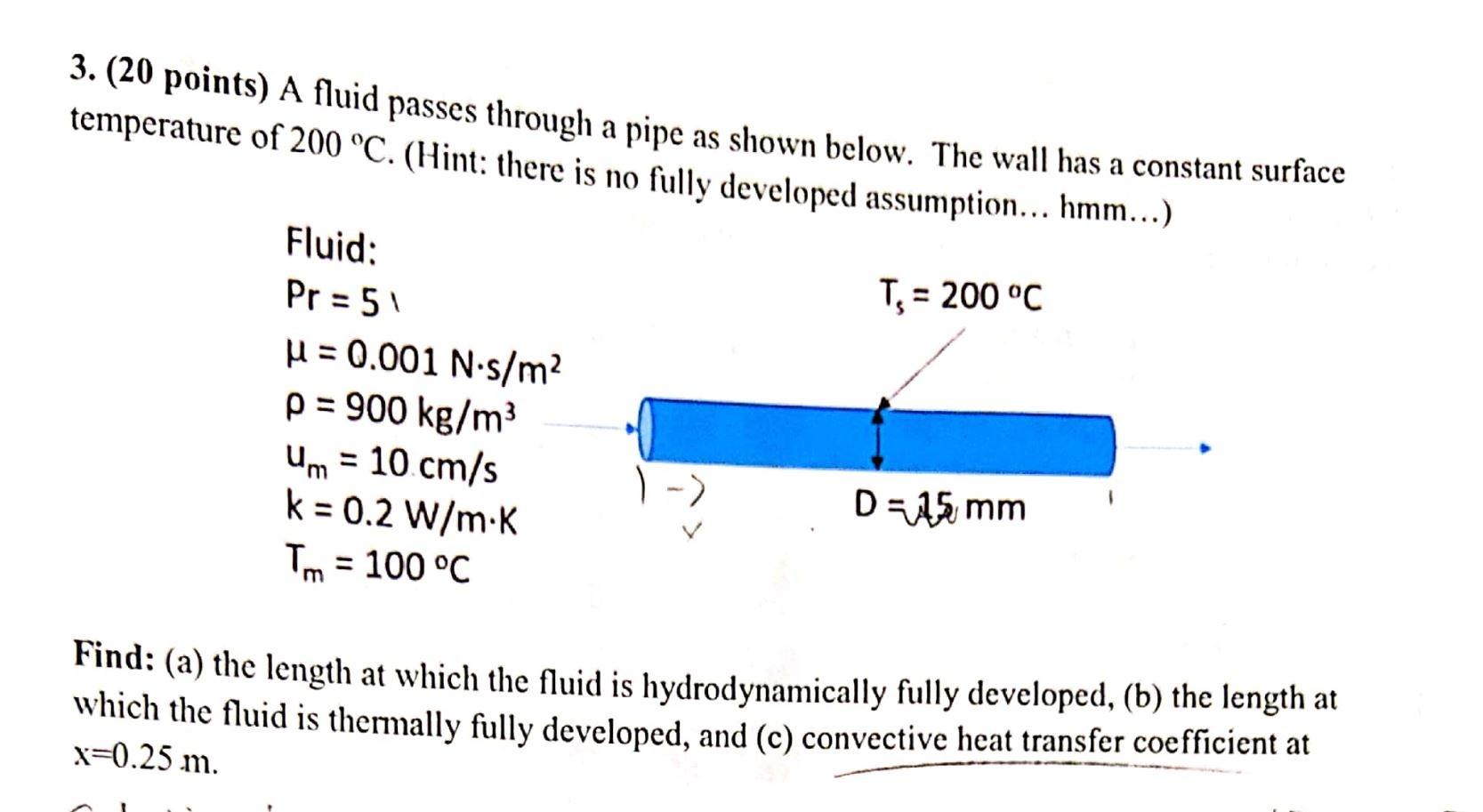 Solved 3. (20 points) A fluid passes through a pipe as shown | Chegg.com