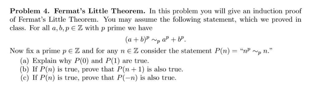 Solved Problem 4. Fermat's Little Theorem. In this problem | Chegg.com