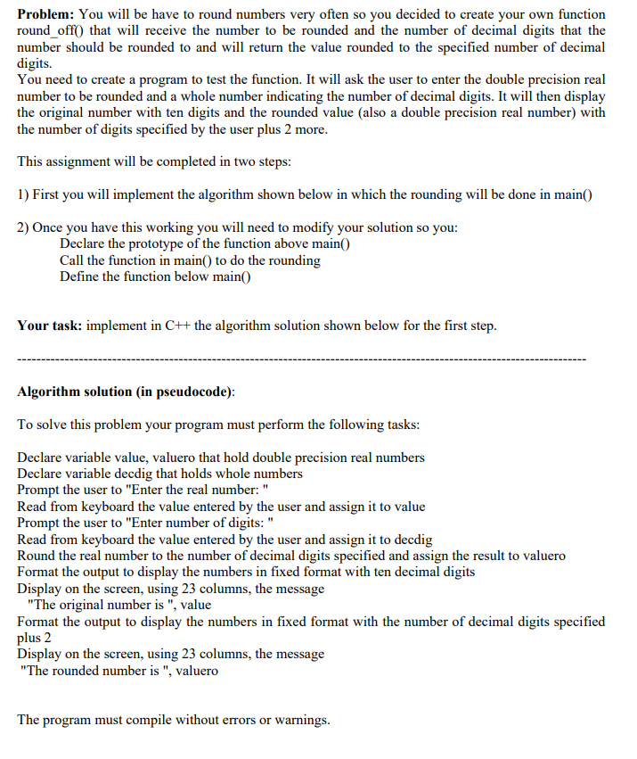Solved Problem: You will be have to round numbers very often | Chegg.com