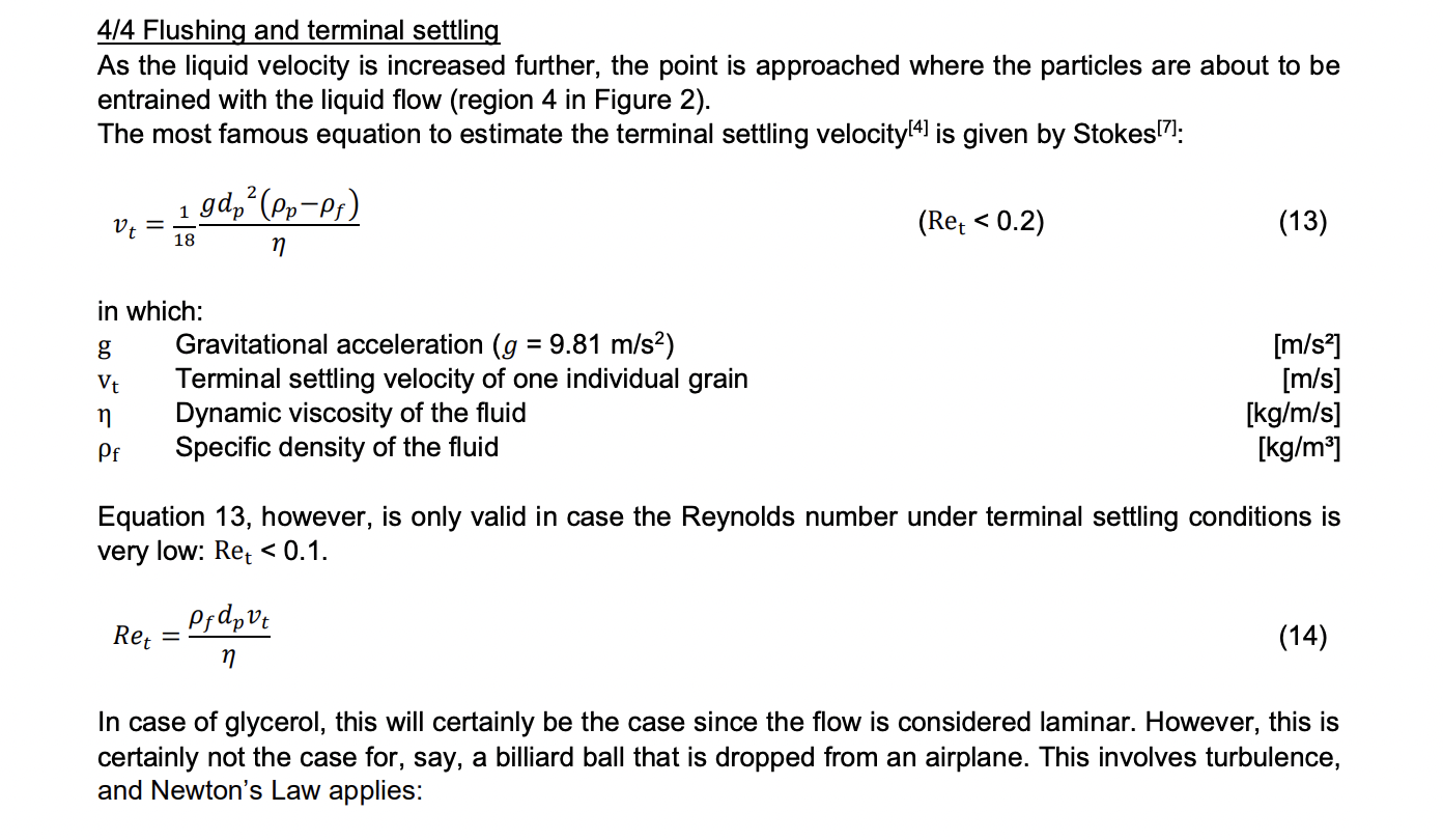 Solved estimate the terminal settling velocity of individual | Chegg.com