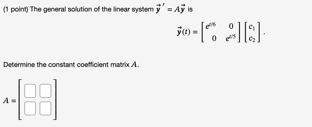 Solved (1 point) The general solution of the linear system | Chegg.com