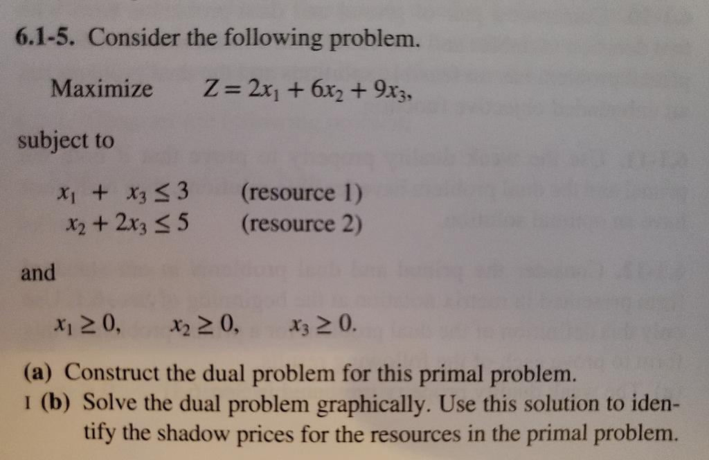 Solved 6.1-5. Consider the following problem. Maximize Z=2x1 | Chegg.com