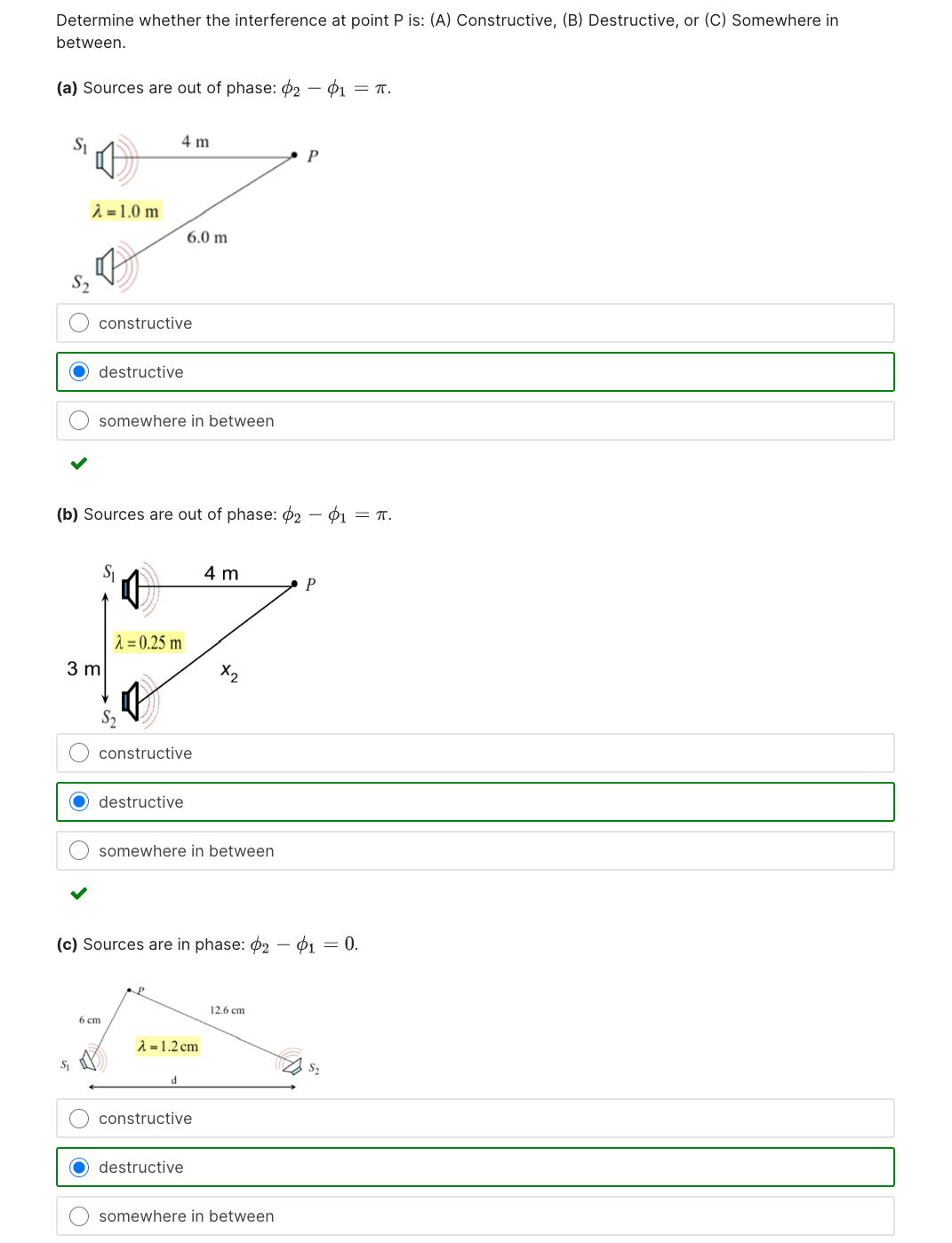 Solved Determine whether the interference at point P is: (A) | Chegg.com