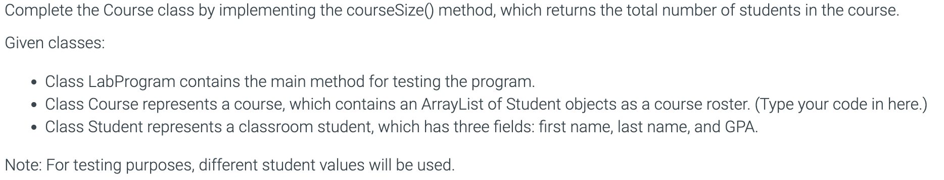 Complete the Course class by implementing the | Chegg.com
