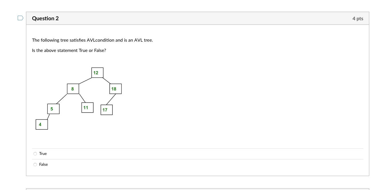 Solved U Question 2 4 Pts The Following Tree Satisfies 