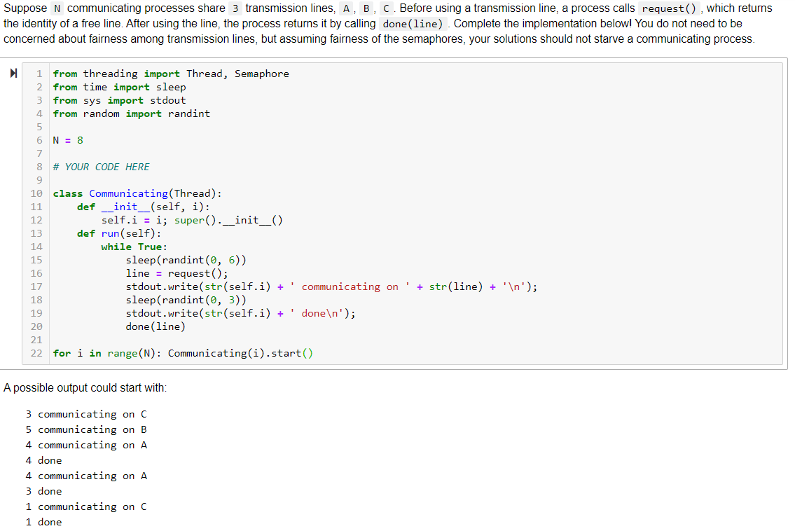 RAW CODE: from threading import Thread, | Chegg.com