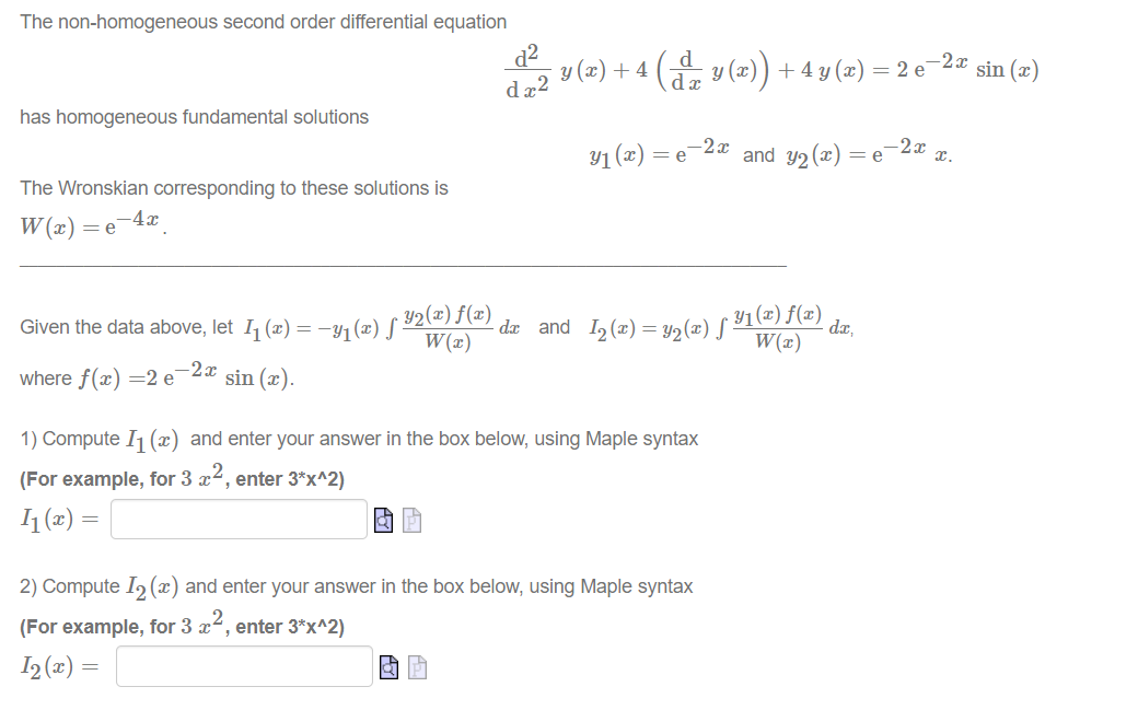 Solved The non-homogeneous second order differential | Chegg.com