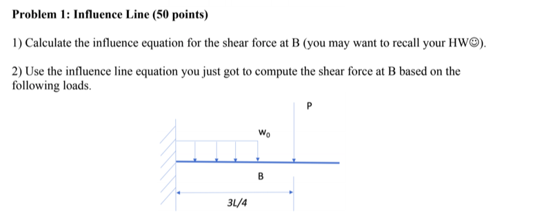 Solved Problem 1: Influence Line (50 points) 1) Calculate | Chegg.com