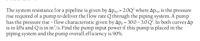Solved The system resistance for a pipeline is given by | Chegg.com
