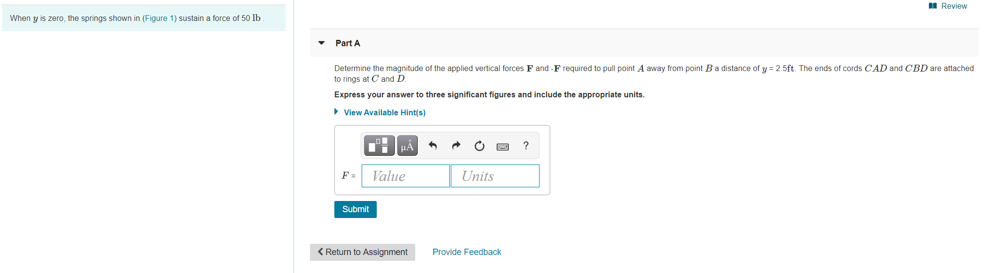 Solved Review When y is zero, the springs shown in (Figure | Chegg.com