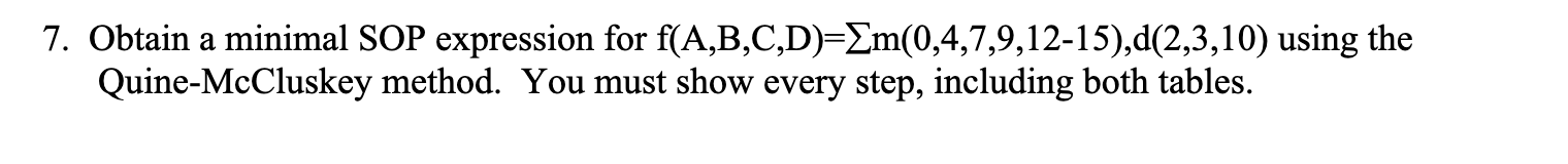 Solved Obtain a minimal SOP expression for | Chegg.com