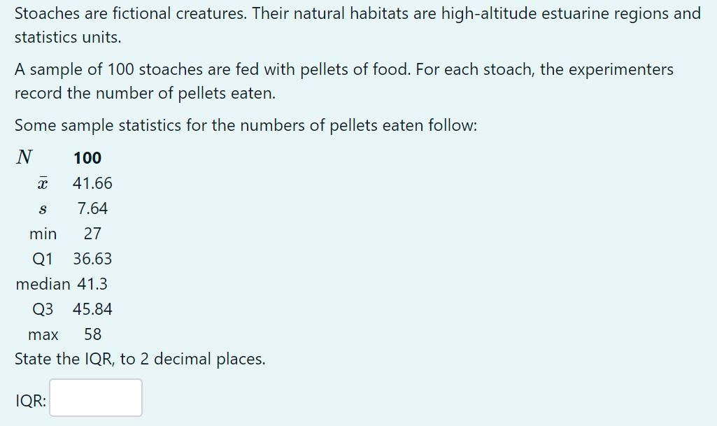 Solved Stoaches are fictional creatures. Their natural | Chegg.com