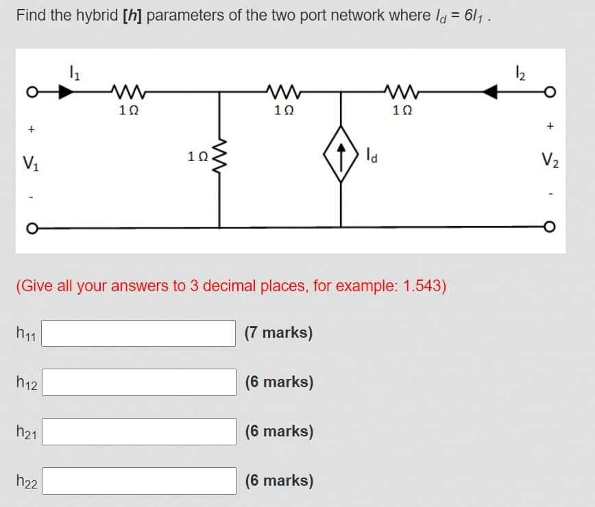 Solved Find the hybrid [h] parameters of the two port | Chegg.com