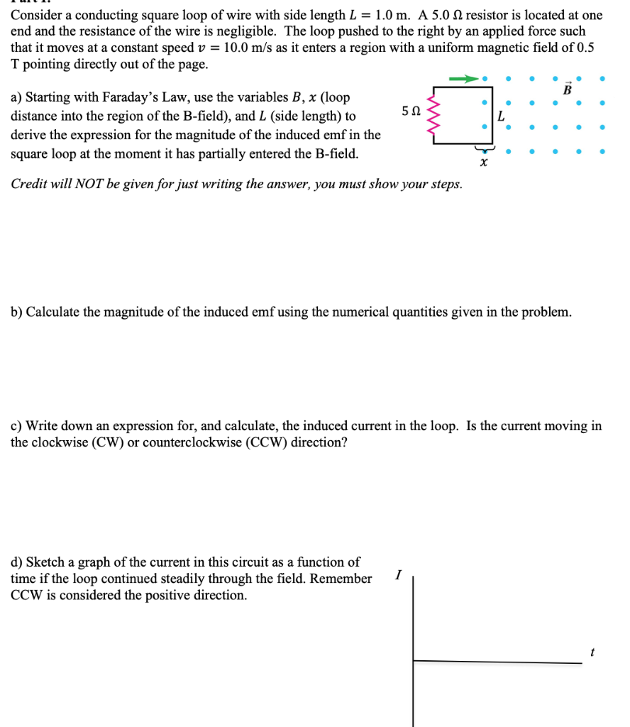 Solved Consider a conducting square loop of wire with side | Chegg.com