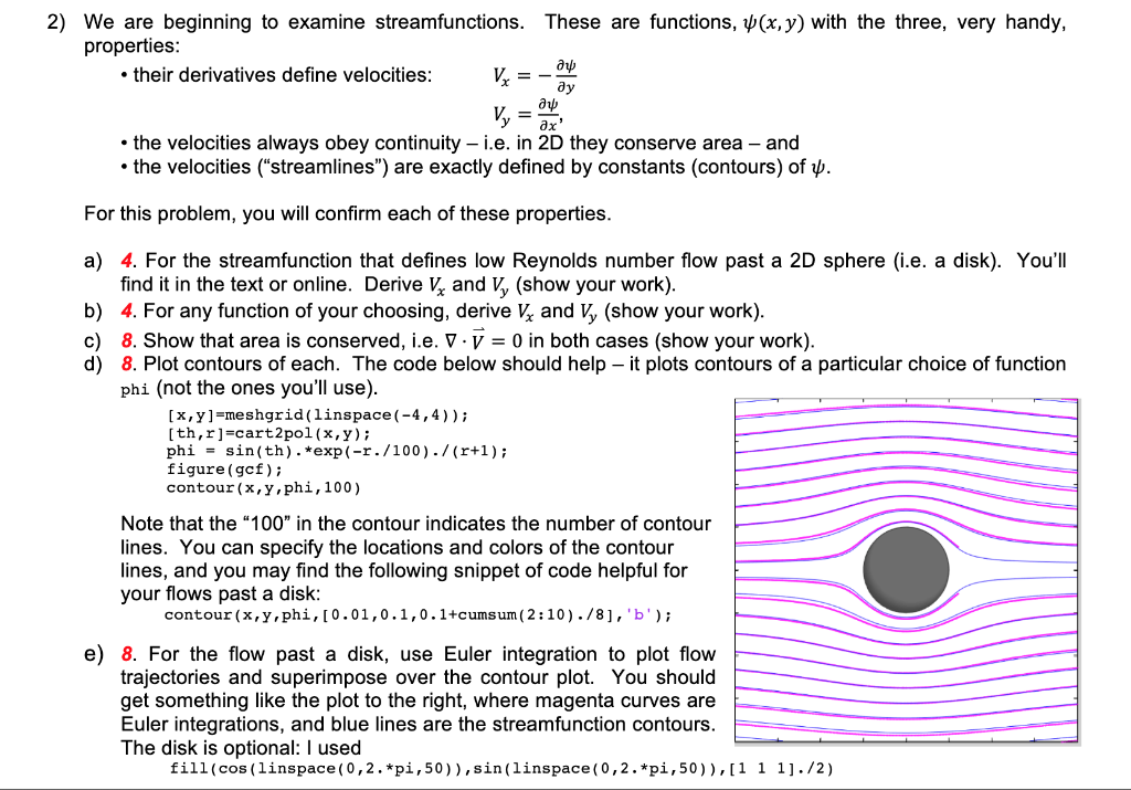 2) We are beginning to examine streamfunctions. These | Chegg.com
