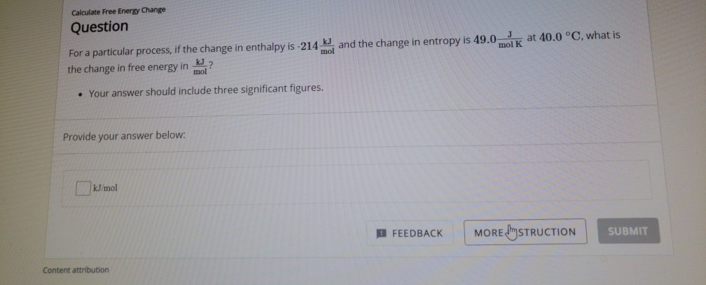 Solved Calculate Free Energy Change Question For a | Chegg.com