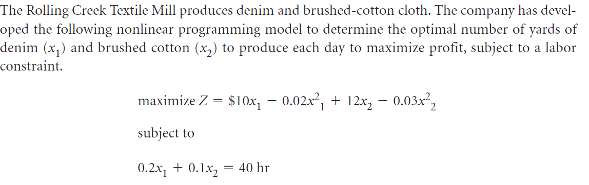 Solved determine the optimal solution to this non linear | Chegg.com